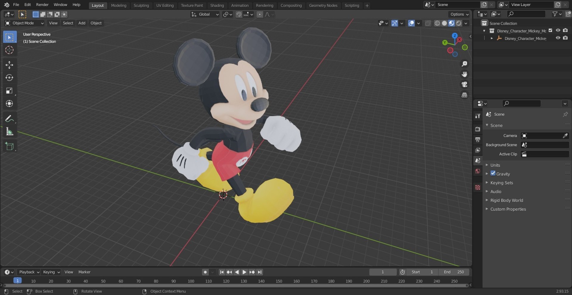 3D Disney Character Mickey Mouse Walking - TurboSquid 2042623