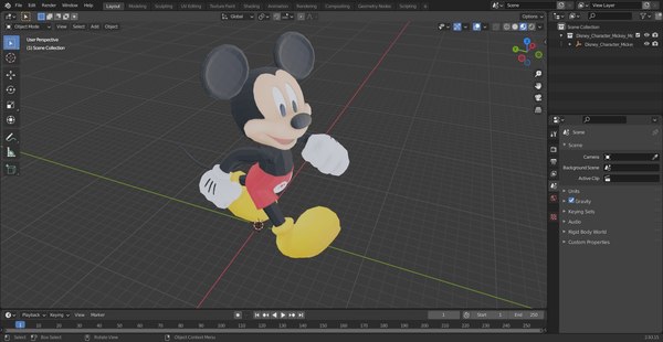 modelo 3d Personaje Disney Mickey Mouse Caminando - TurboSquid 2042623