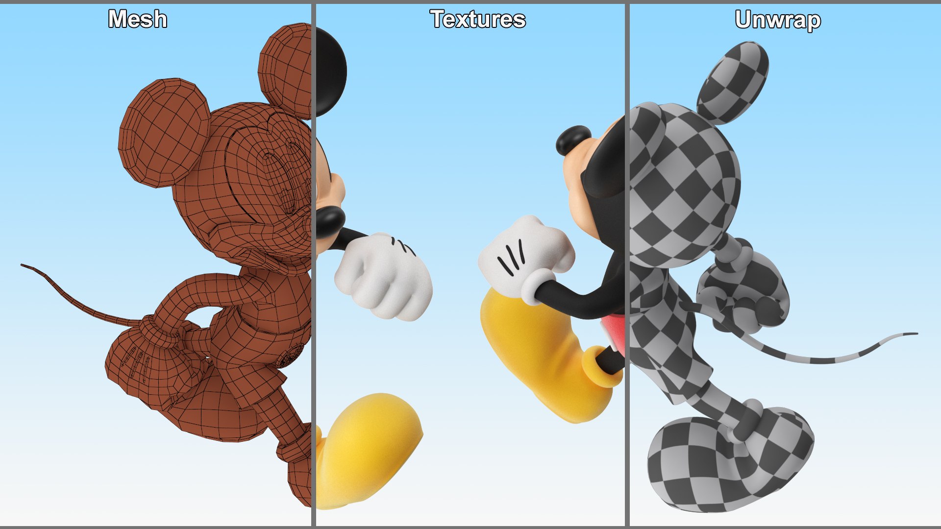 3D Disney Character Mickey Mouse Walking - TurboSquid 2042623