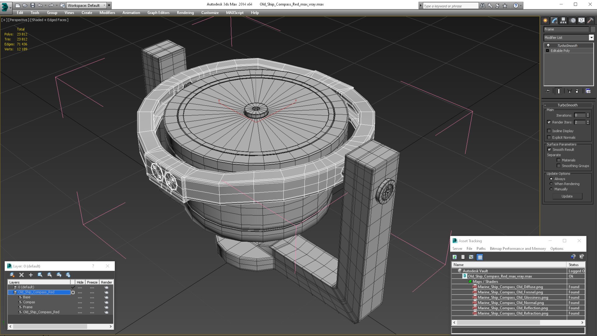 3D model Old Ship Compass Red - TurboSquid 1992426