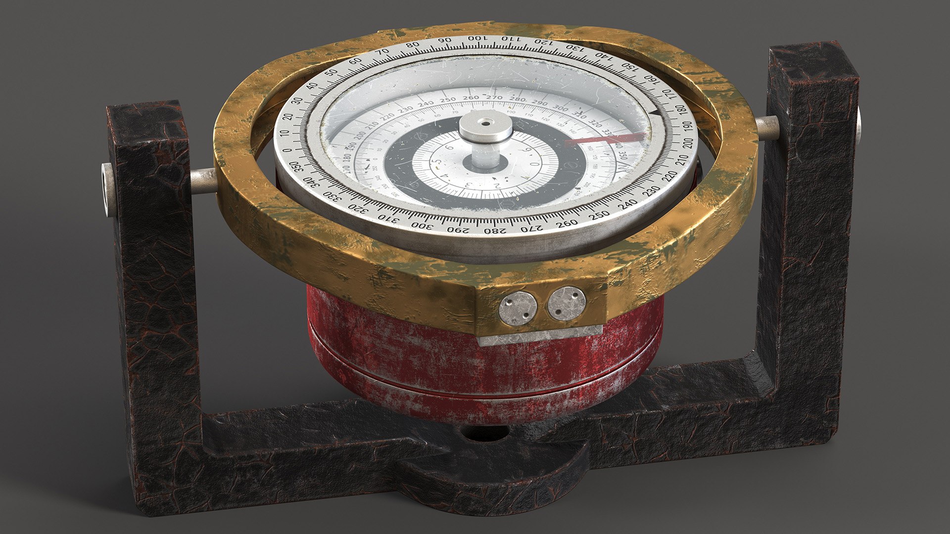 3D Model Old Ship Compass Red - TurboSquid 1992426
