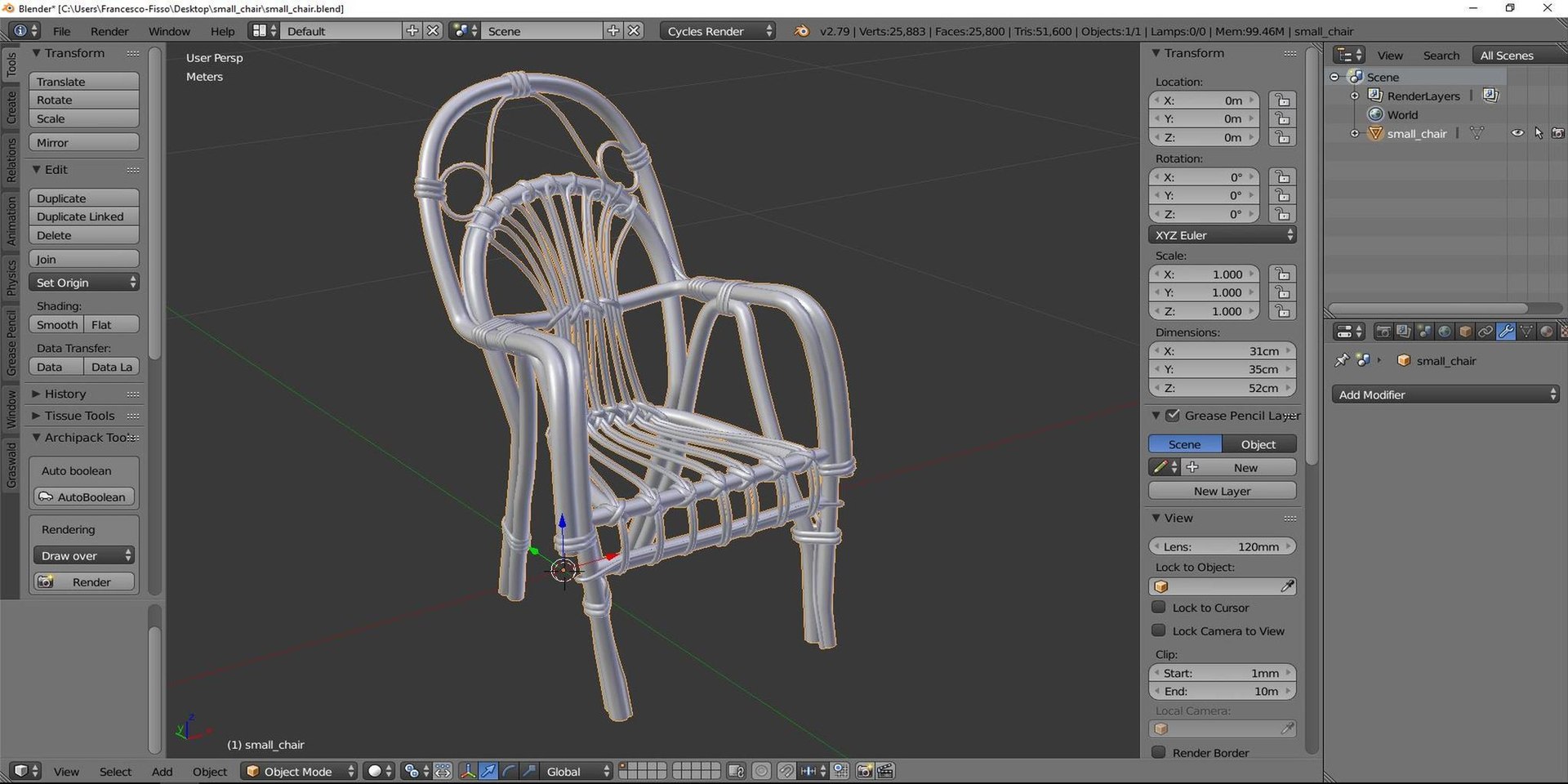 3D Model Small Wooden Chair - TurboSquid 1350294