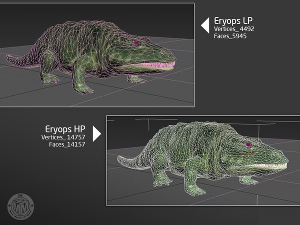 3d eryops amphibians model