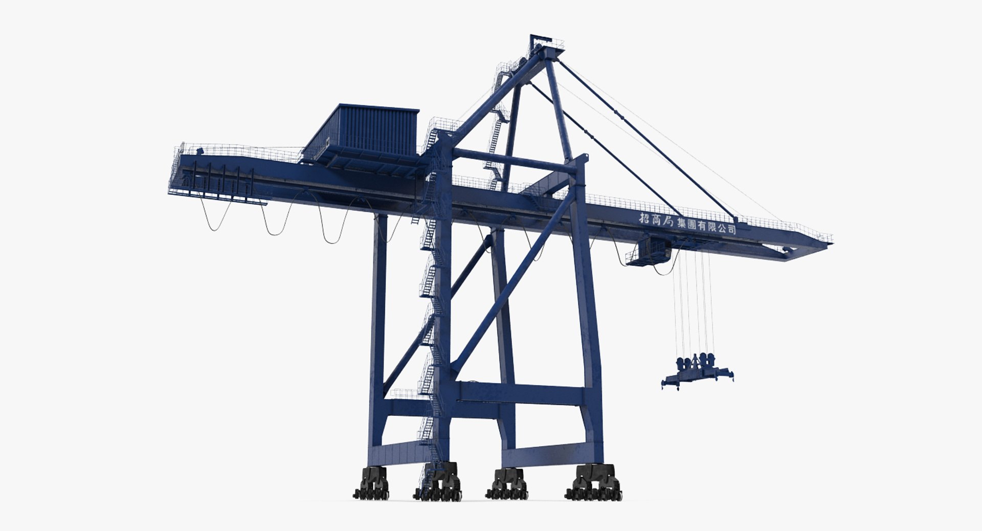Container Crane Rigged Blue 3d Ma