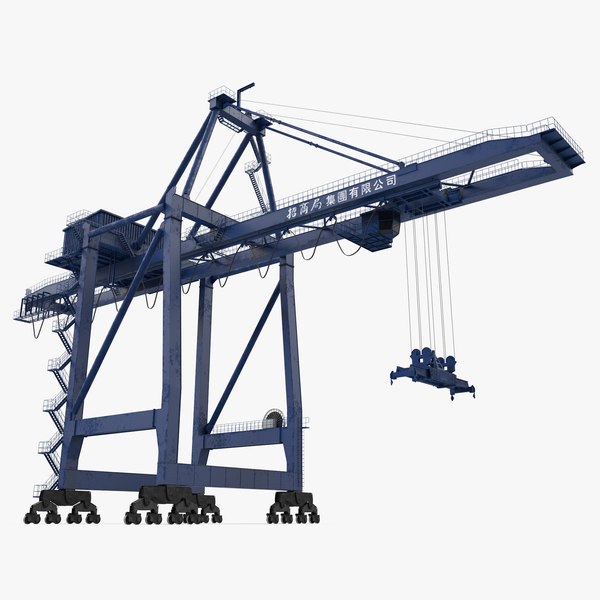 container crane rigged blue 3d ma