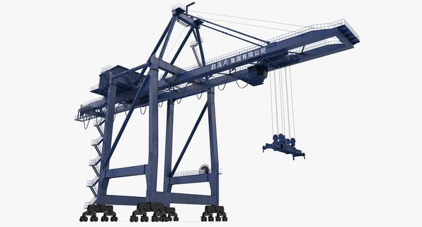 container crane rigged blue 3d ma