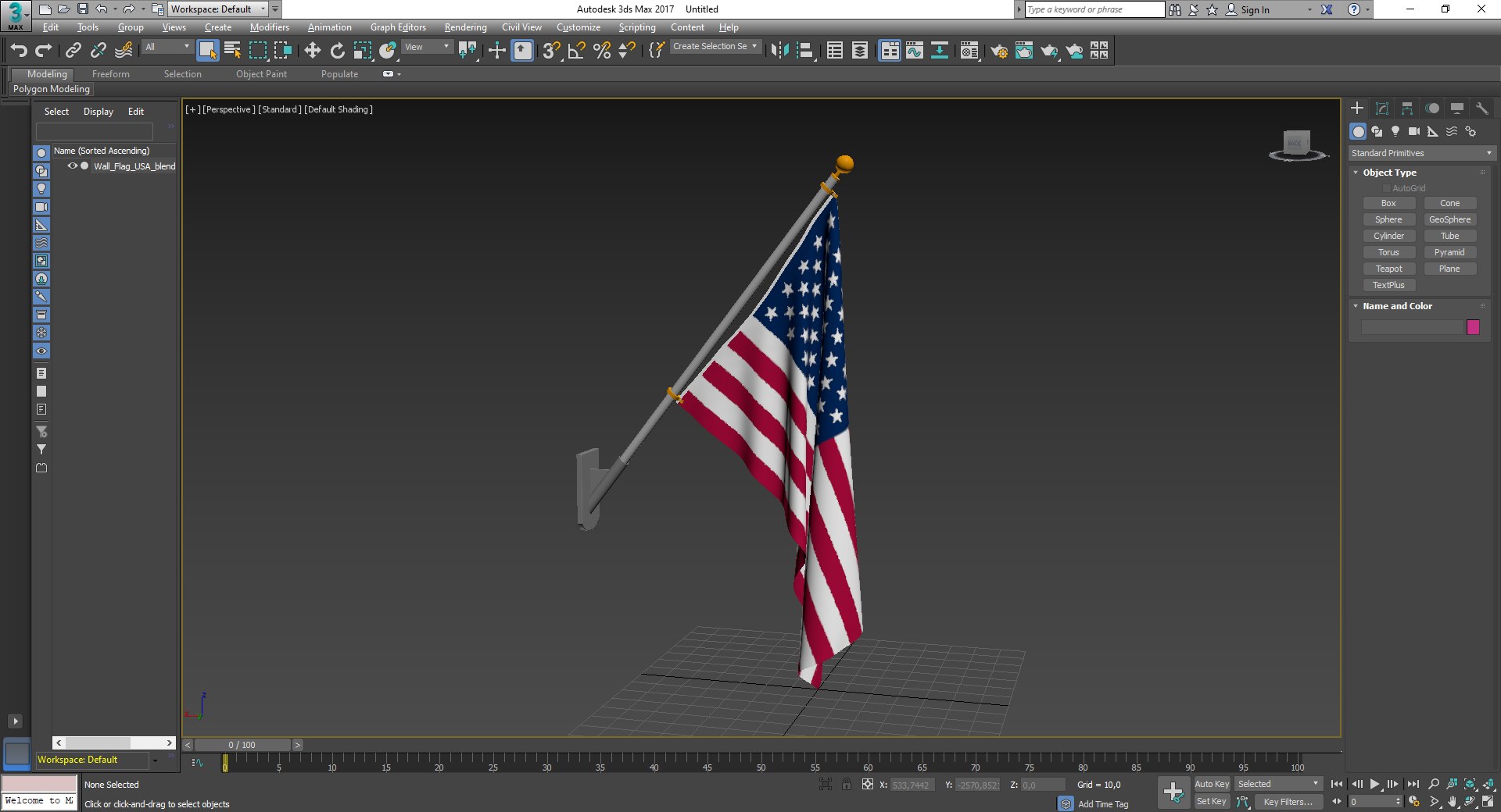 3D Wall Flag USA V2 Model - TurboSquid 2213432