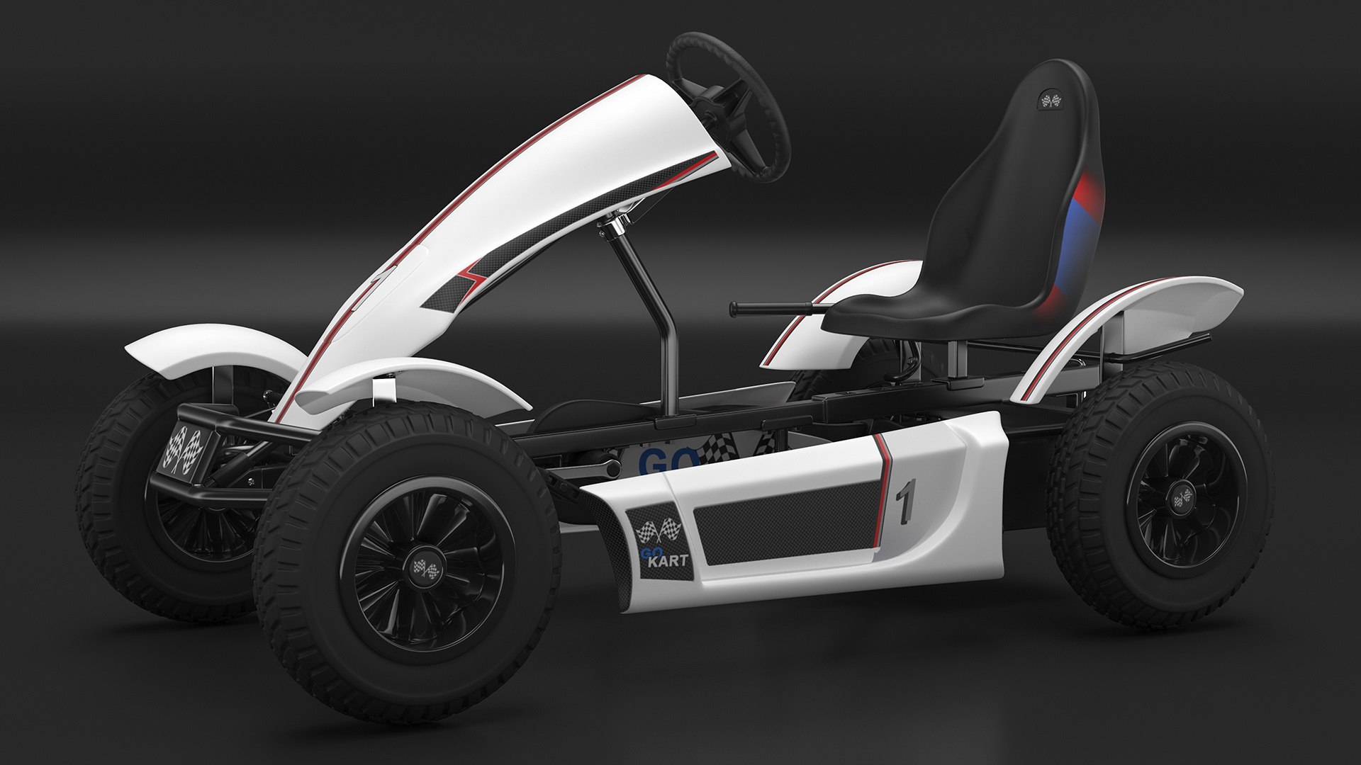 3D White Pedal Go Kart With Frame Race Rigged For Cinema 4D ...