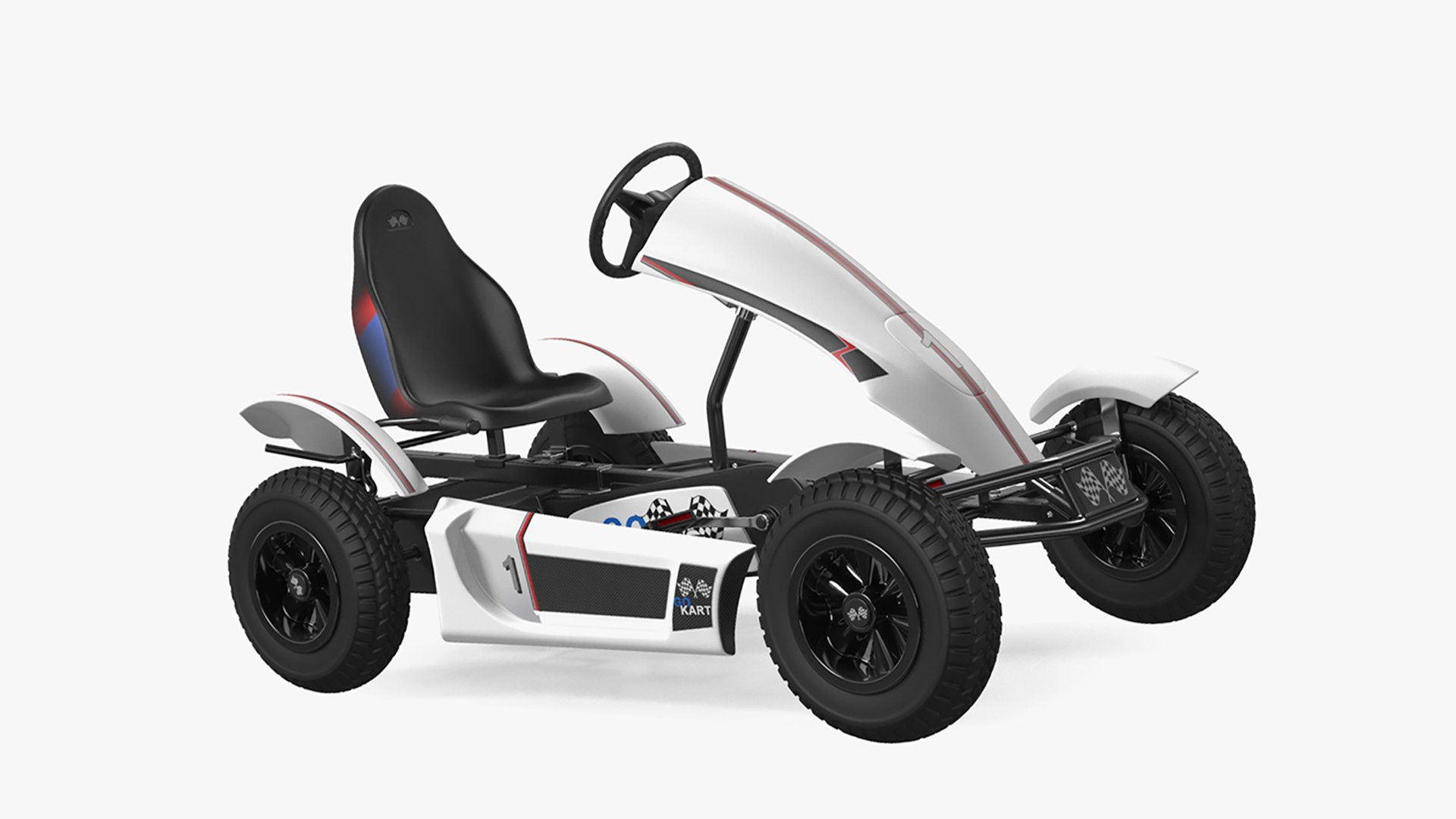 3D White Pedal Go Kart with Frame Race Rigged for Cinema 4D ...