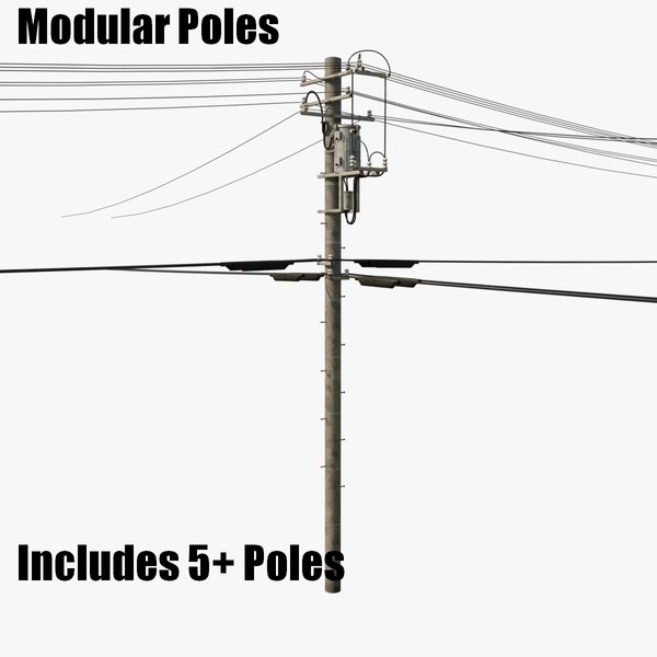modelo 3d Paquete de postes eléctricos modulares japoneses - TurboSquid ...