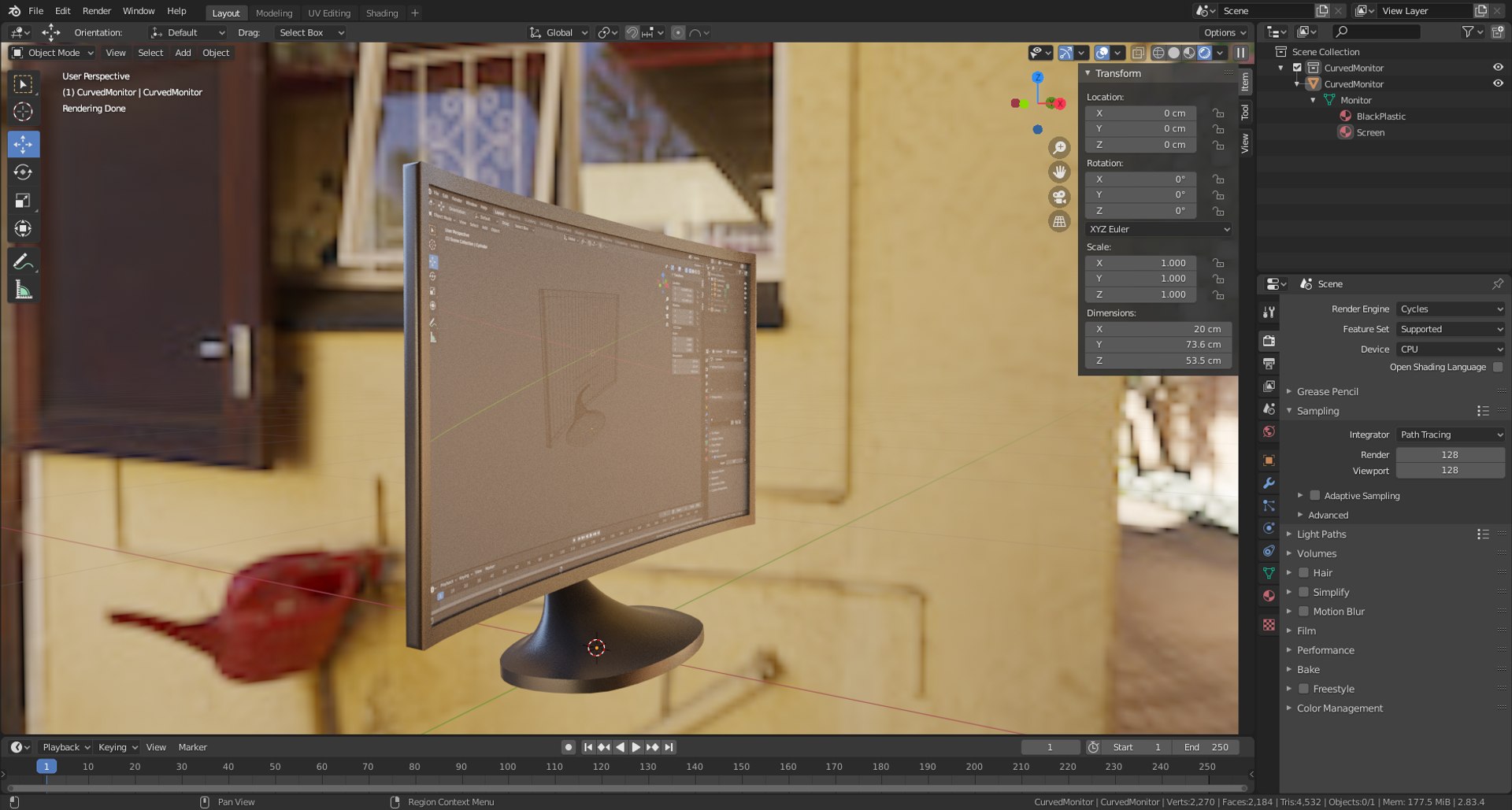 Curved Monitor Screen 3D Model - TurboSquid 1615051