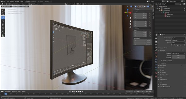 Curved monitor screen 3D model - TurboSquid 1615051