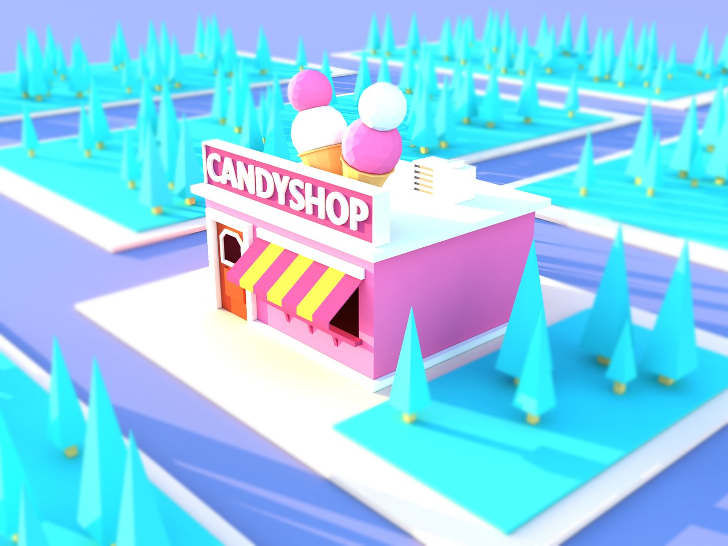 Cute Cartoon Candyshop 3D - TurboSquid 1952657