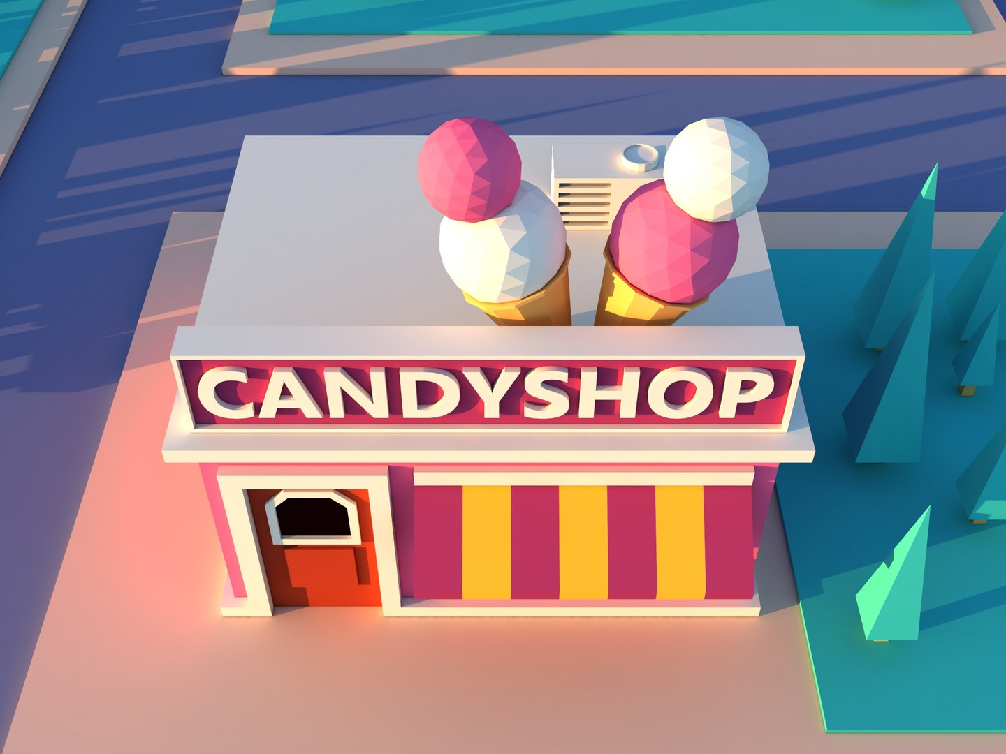 Cute Cartoon Candyshop 3D - TurboSquid 1952657