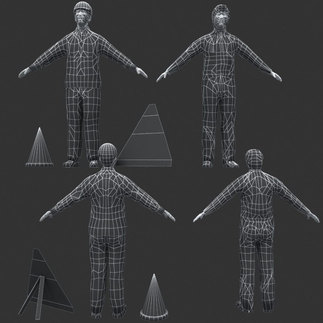 3d 10 professions characters man