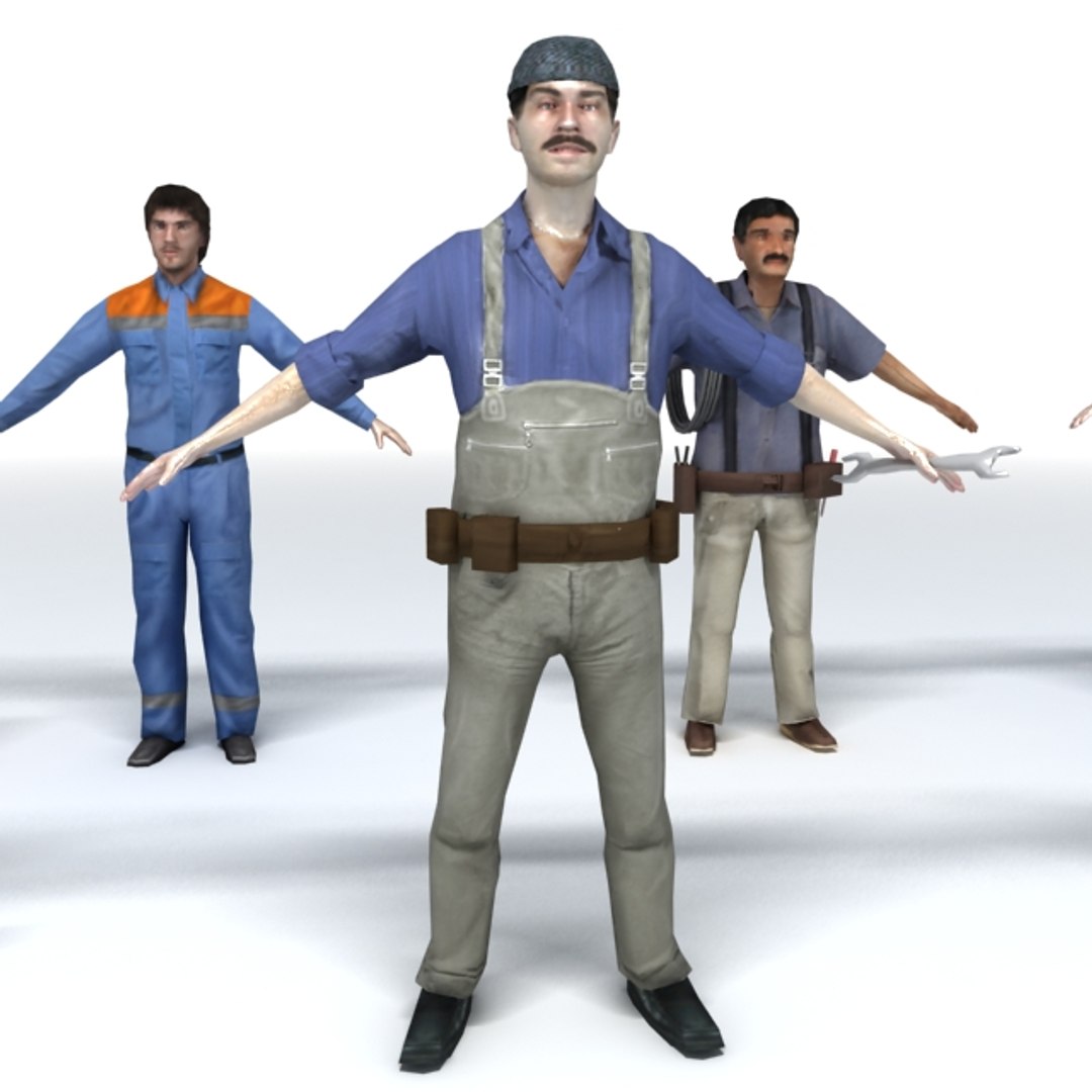 3d 10 Professions Characters Man