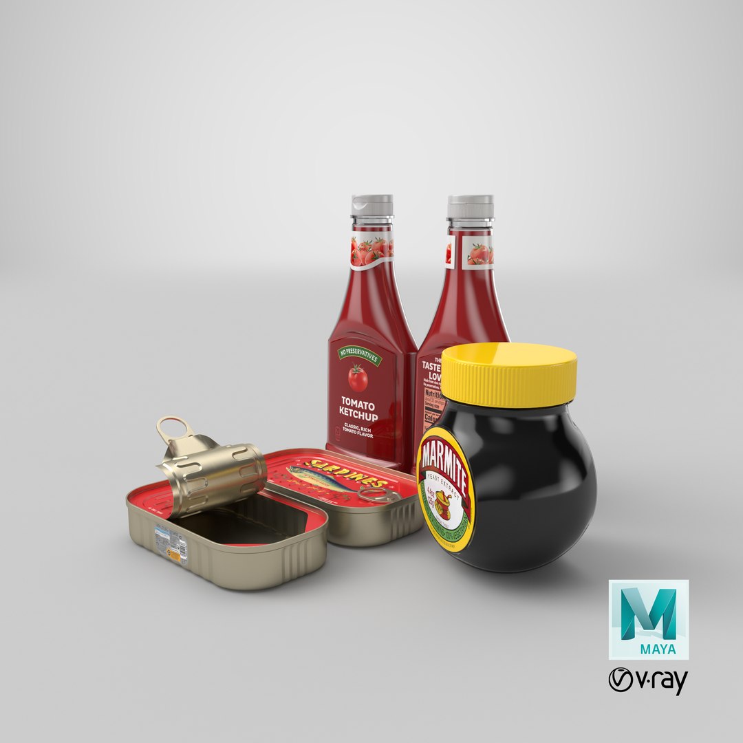 Detailed Canned Goods Collection 3D Model - TurboSquid 2056682