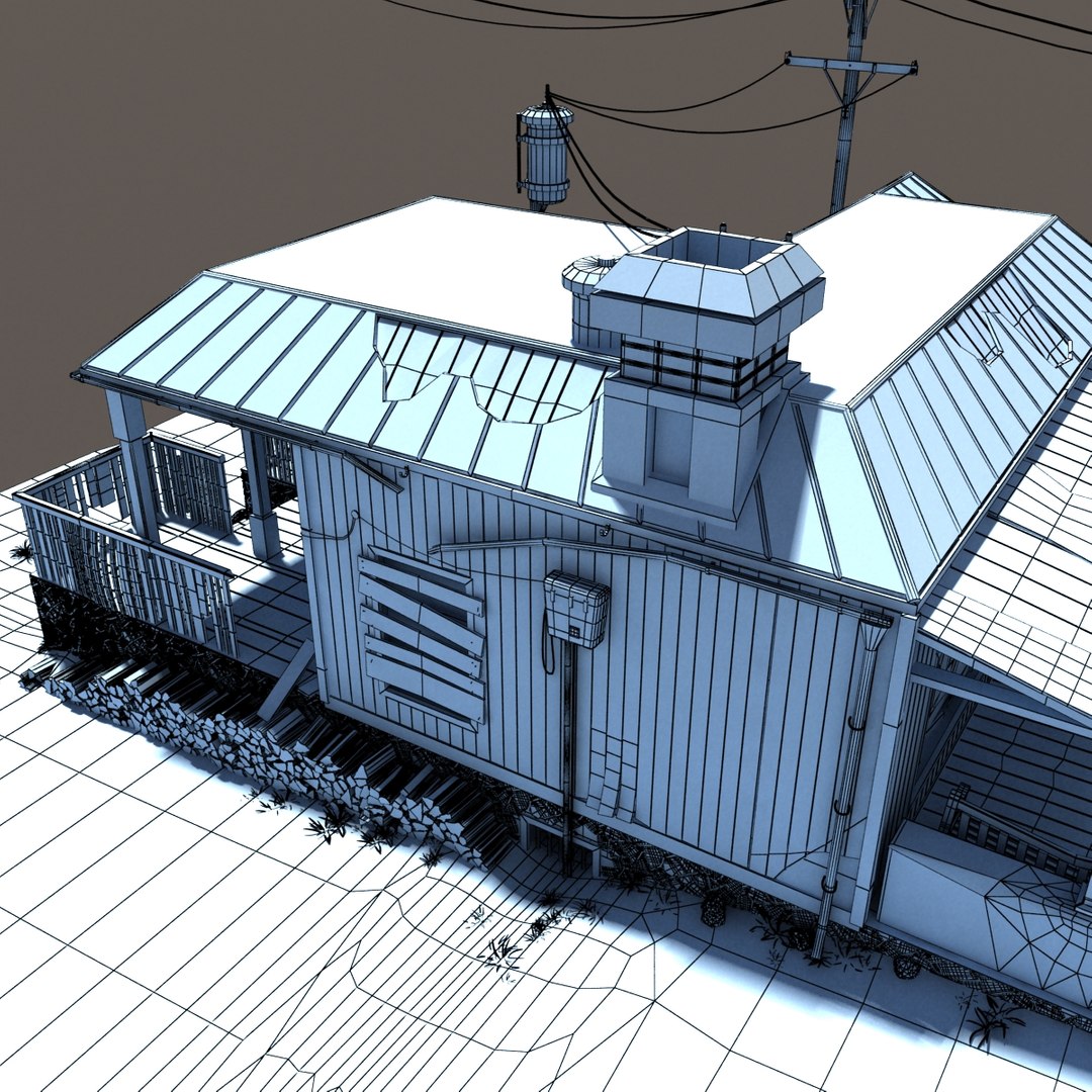 3d Obj Old Post Apocalyptic House
