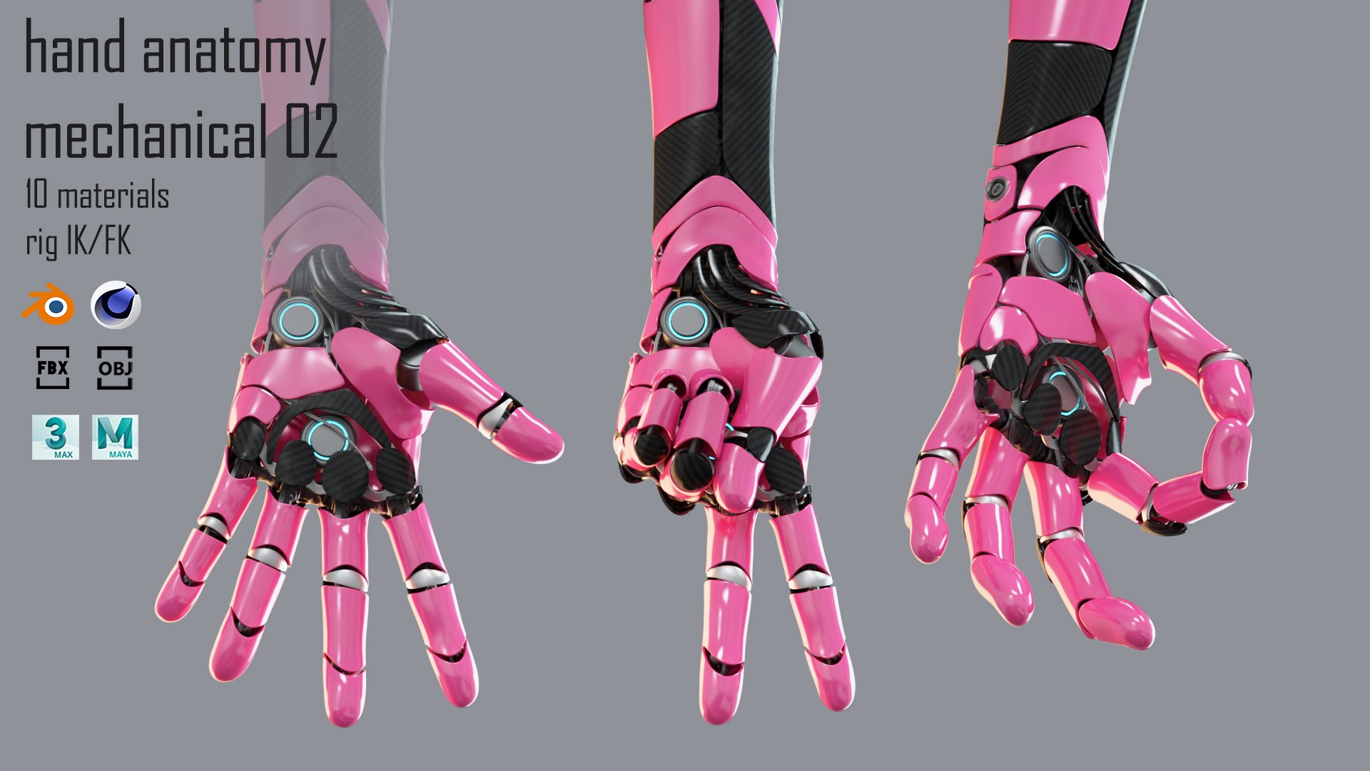 3D Robotic hand anatomy 02 model - TurboSquid 1827933