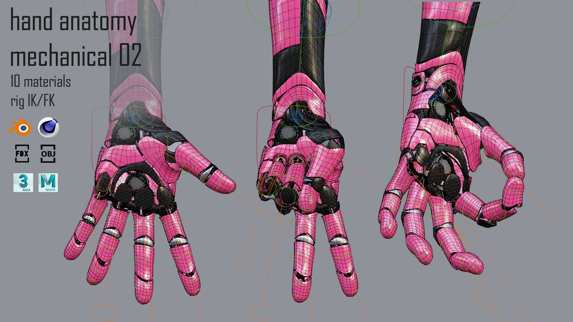 3D Robotic hand anatomy 02 model - TurboSquid 1827933