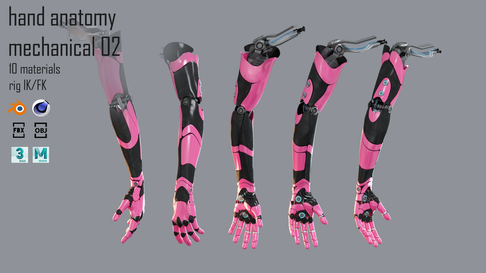 3D Robotic hand anatomy 02 model - TurboSquid 1827933