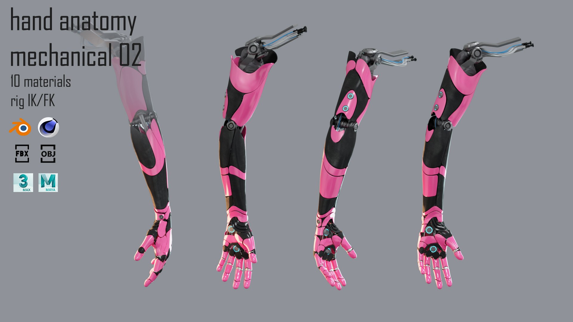 3D Robotic hand anatomy 02 model - TurboSquid 1827933
