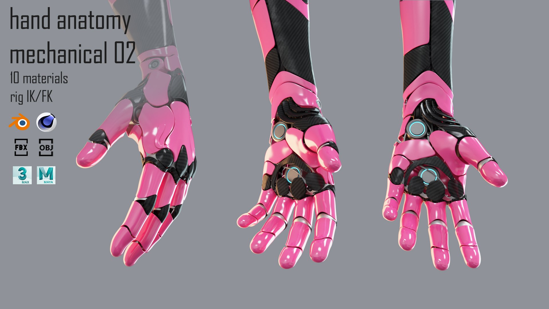 3D Robotic hand anatomy 02 model - TurboSquid 1827933