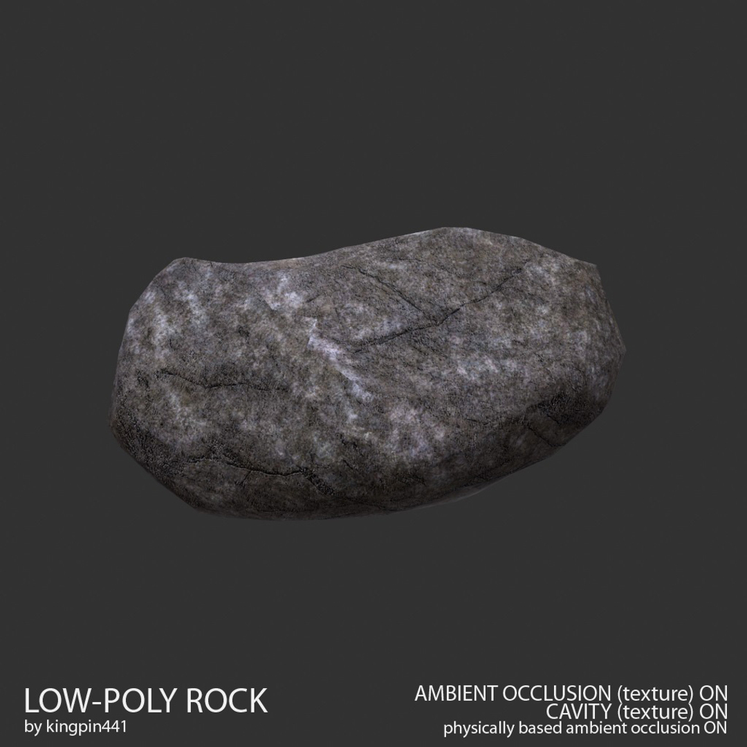 low-poly rock 3d model