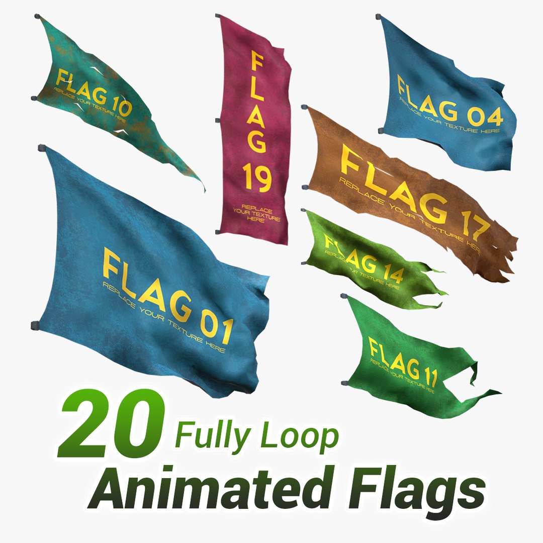 3D 20 Fully Loop Animated Flags Model - TurboSquid 1885085
