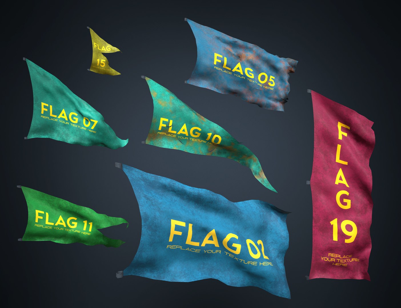 3D 20 Fully Loop Animated Flags Model - TurboSquid 1885085