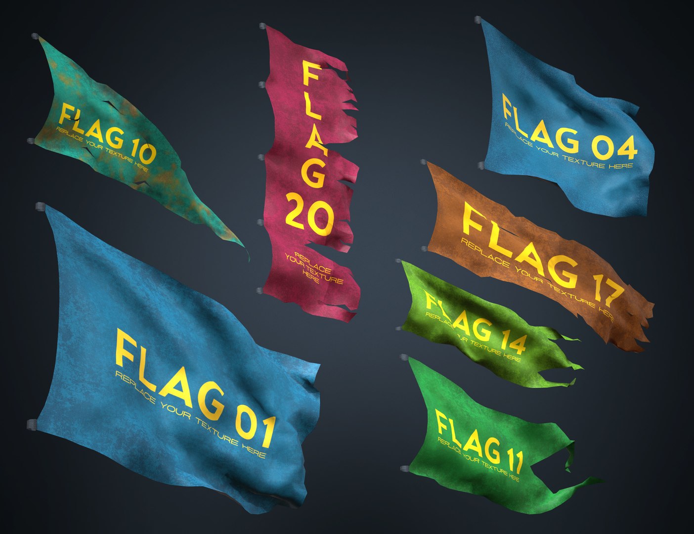 3D 20 Fully Loop Animated Flags Model - TurboSquid 1885085