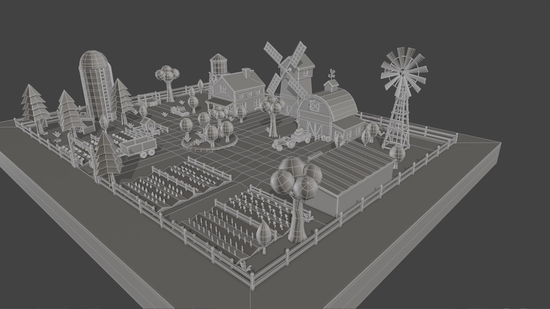 3D Low Poly Farm - TurboSquid 2313343