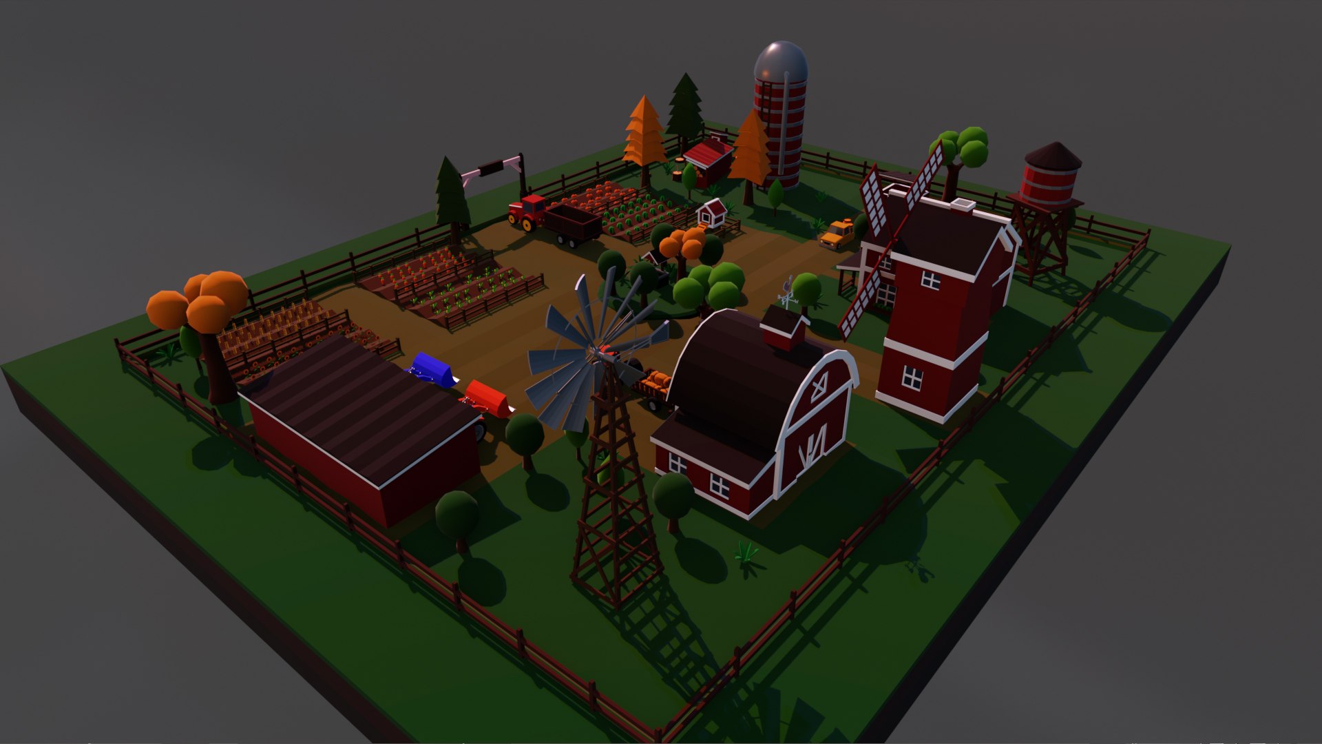 3D Low Poly Farm - TurboSquid 2313343