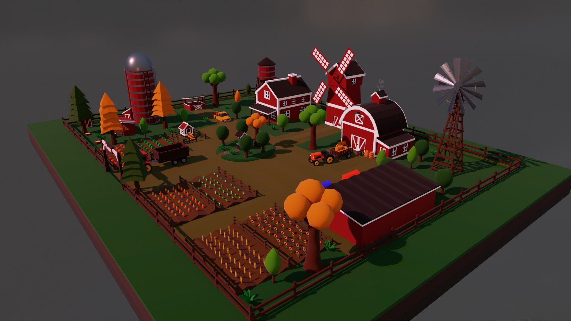 3D Low Poly Farm - TurboSquid 2313343