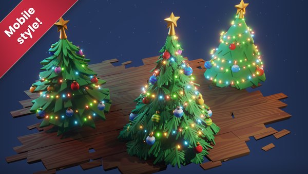Christmas tree 3 stylized models model - TurboSquid 1814121