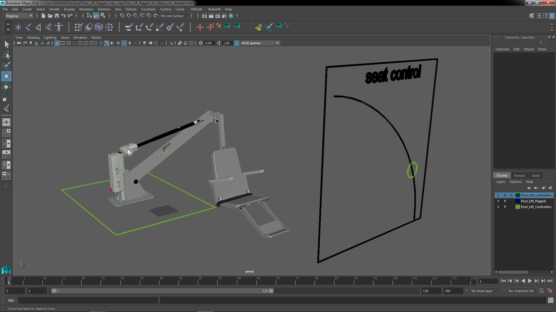 Pool Lift Rigged for Maya 3D model - TurboSquid 2142651