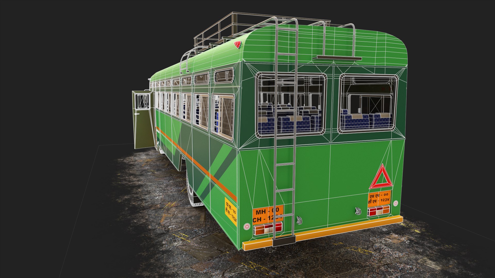 Indian ST Bus V1 Red Black 3D Model - TurboSquid 2209750