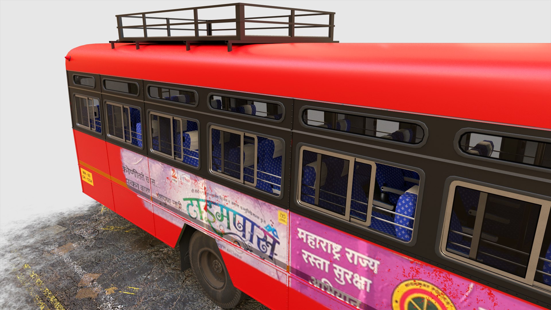 Indian ST Bus V1 Red Black 3D Model - TurboSquid 2209750