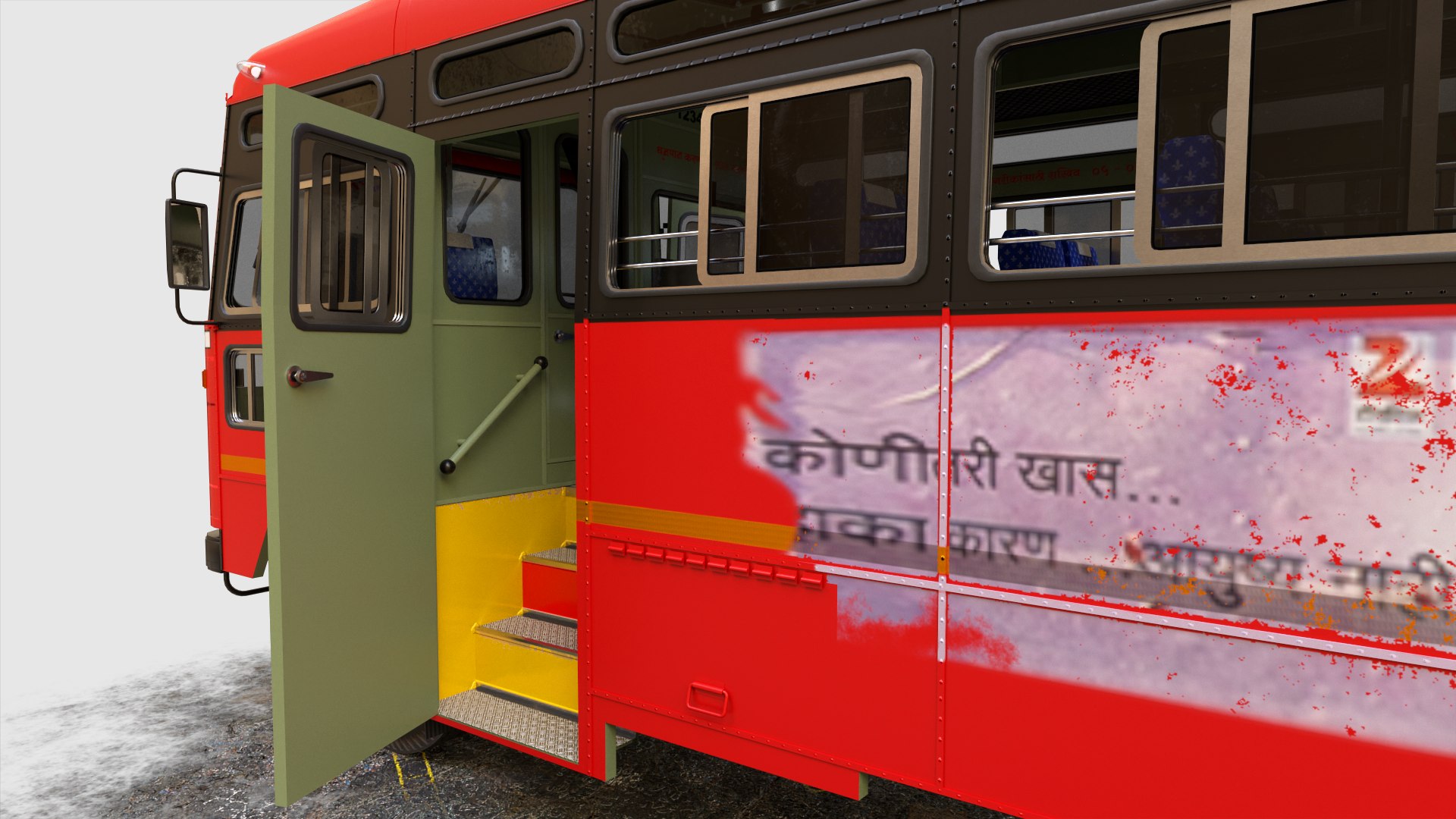 Indian ST Bus V1 Red Black 3D Model - TurboSquid 2209750