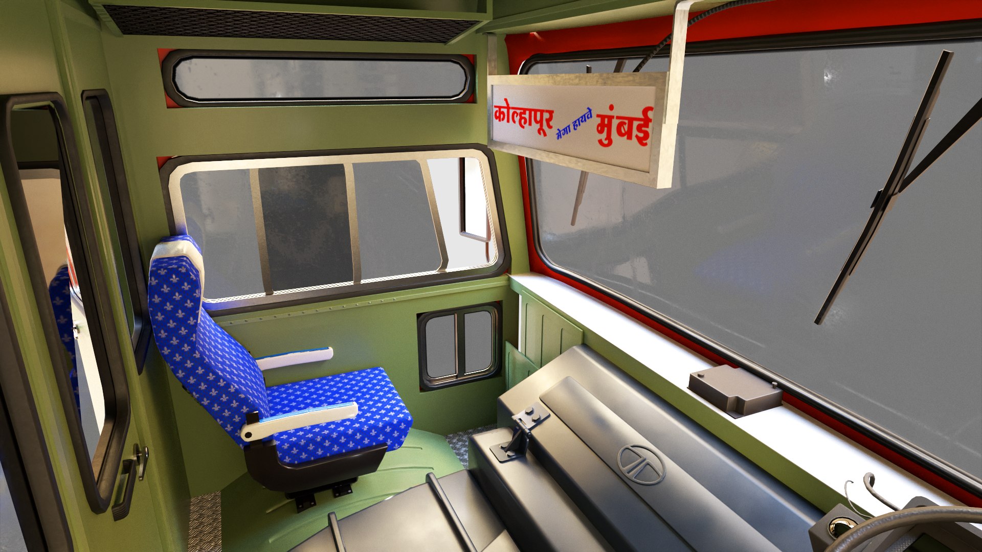 Indian ST Bus V1 Red Black 3D Model - TurboSquid 2209750