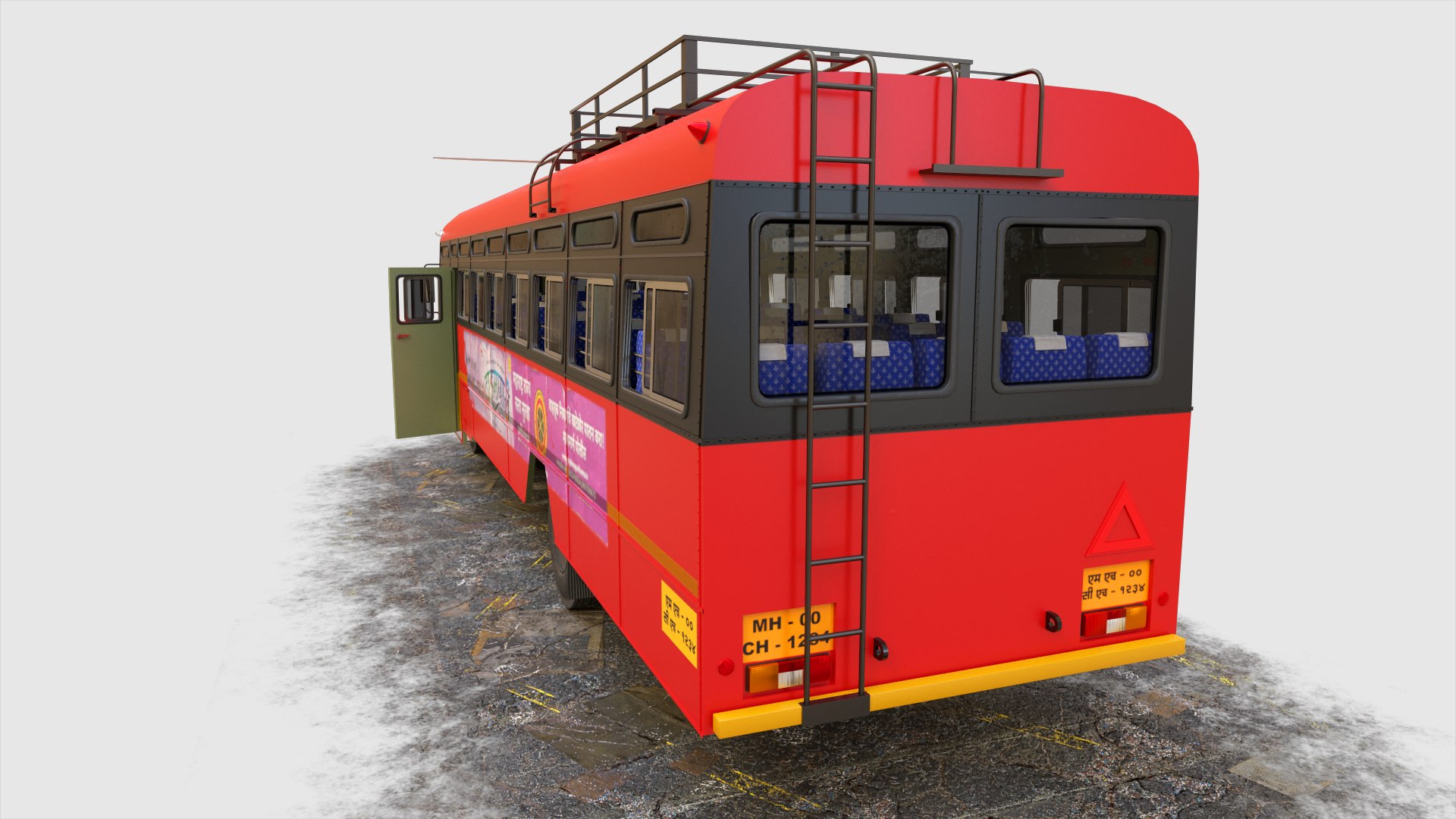 Indian ST Bus V1 Red Black 3D Model - TurboSquid 2209750