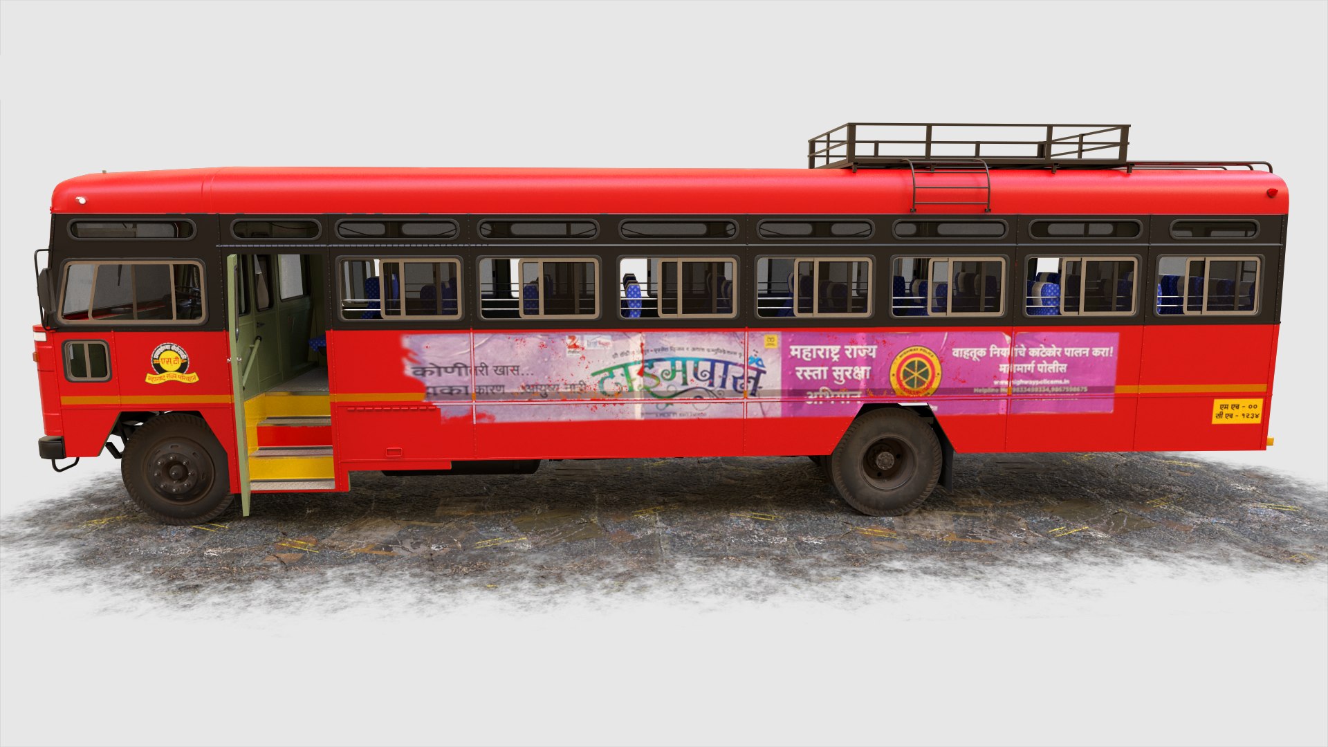 Indian ST Bus V1 Red Black 3D Model - TurboSquid 2209750