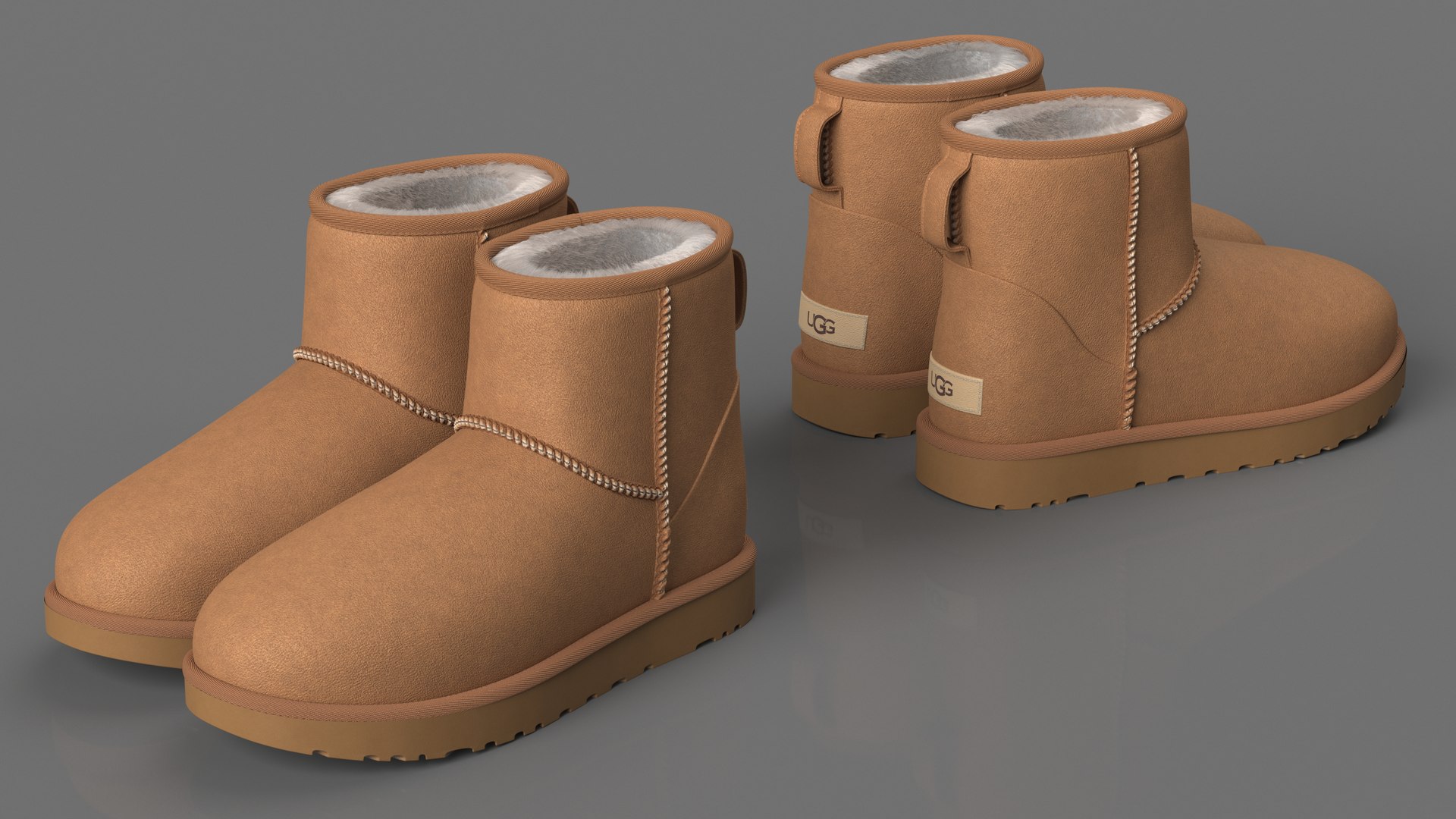 3D UGG Womens Classic Mini Boots Fur Chestnut - TurboSquid 2070459