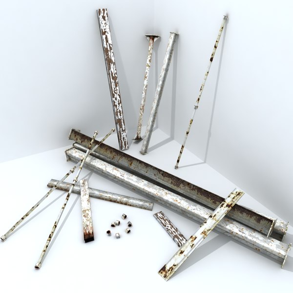 metal debris clutter 3d 3ds