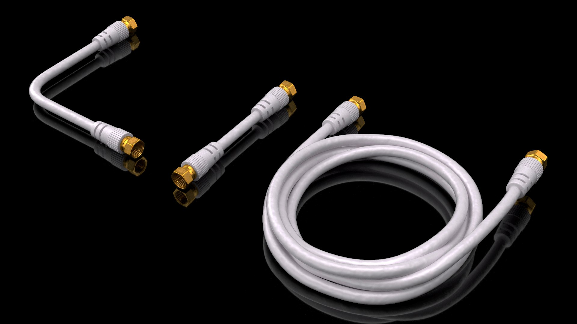 3D Coaxial Cable And Extender Gold Plated Set - TurboSquid 1778012