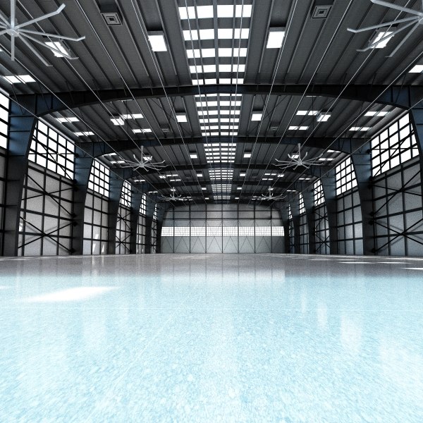 3d model hangar world scene