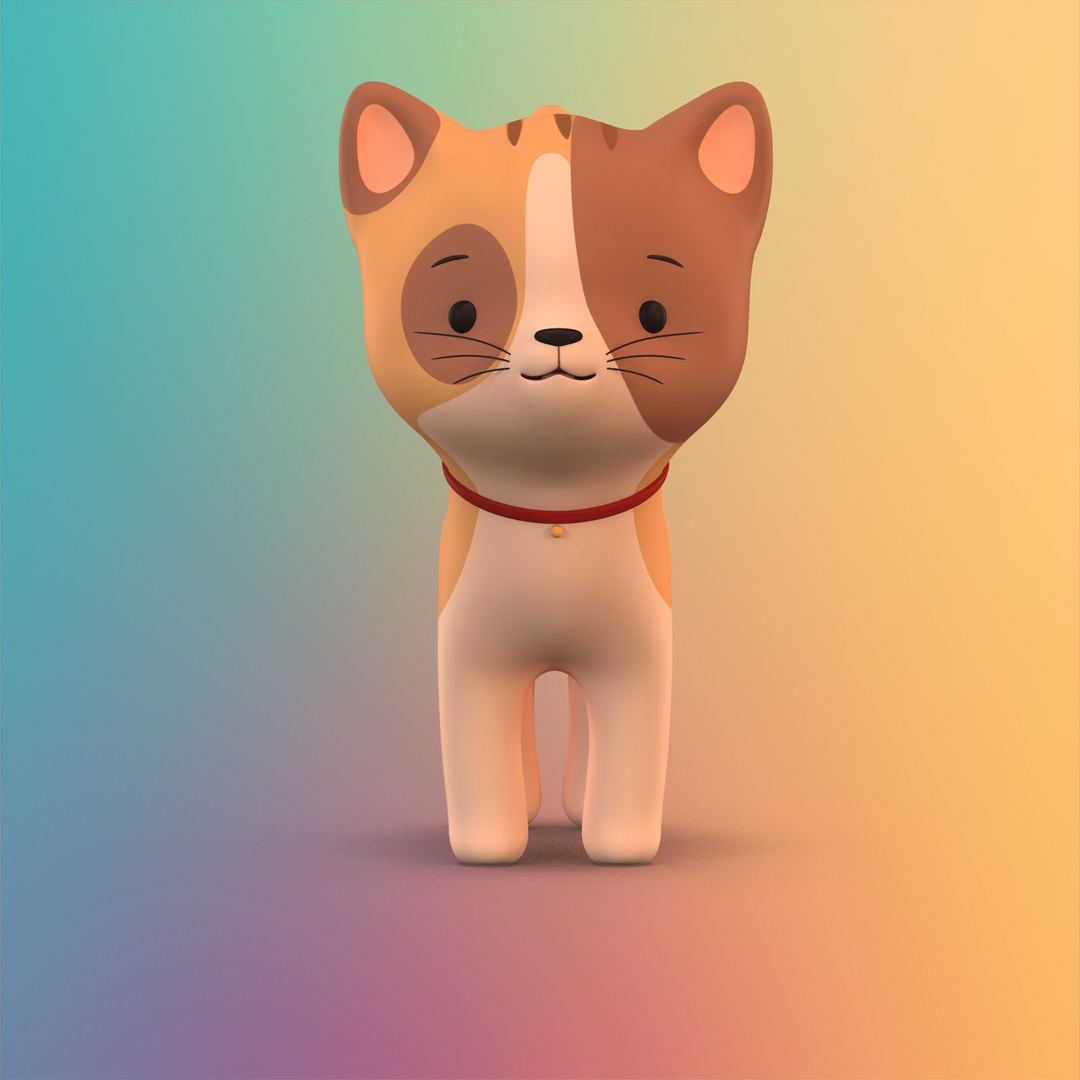 Cute cartoon cat 3D model - TurboSquid 1206414