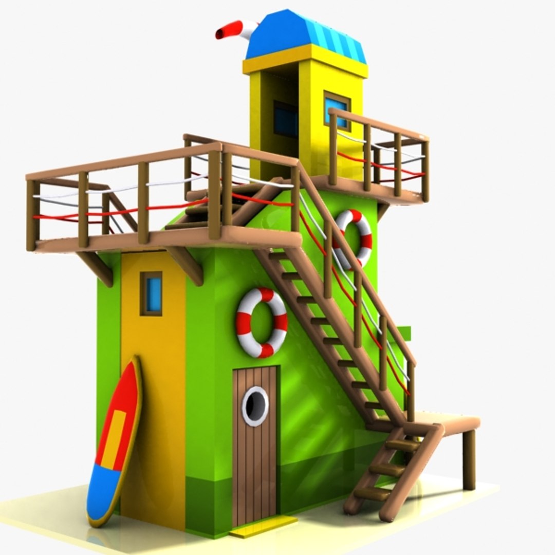 3d cartoon lifeguard tower