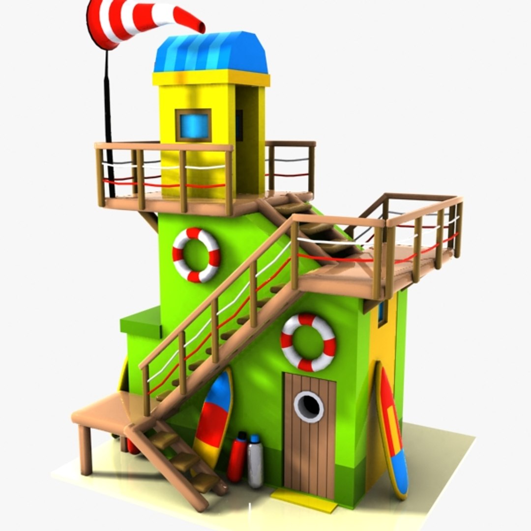 3d cartoon lifeguard tower