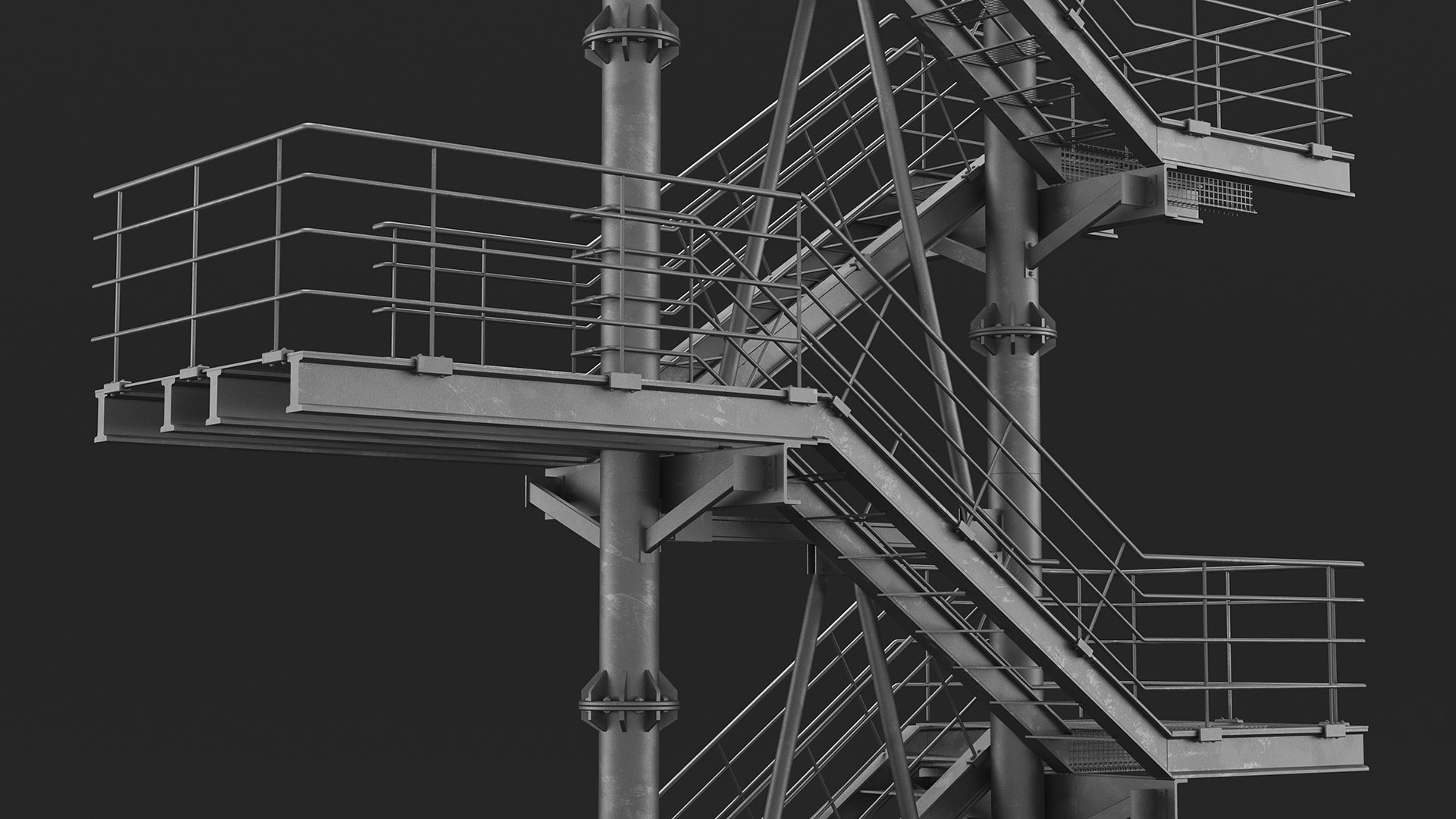 3D Modular Fire Escape Black - TurboSquid 2273741